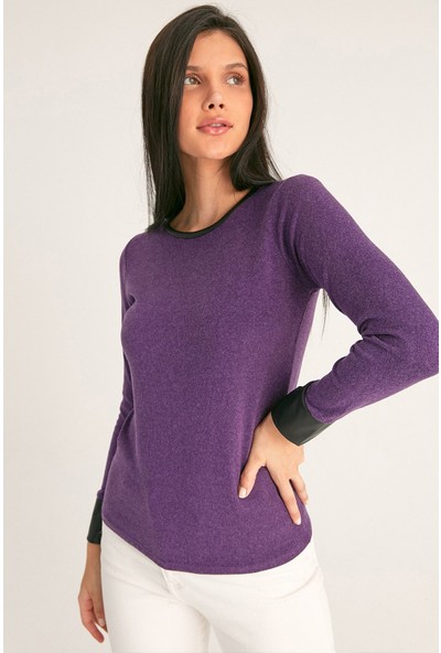 FullaModa Yaka ve Kolu Derili Body