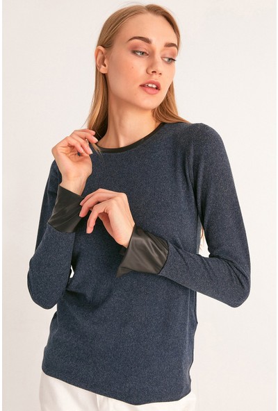 FullaModa Yaka ve Kolu Derili Body