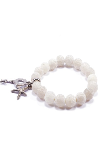 Tedz Collection Beyaz Akik Bileklik