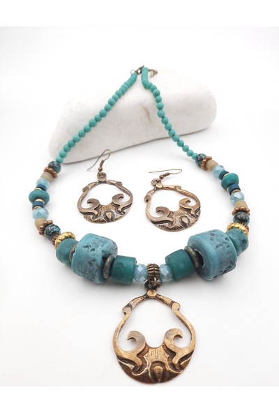 Takıtokacınız Otantik Kolye Küpe Set