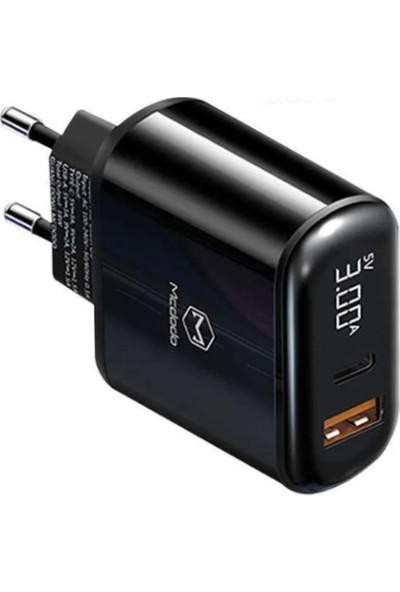 Mcdodo Ch-7170 Pd3.0 20W 1Xusb 1Xtype-C Girişli Led Göstergeli Şarj Adaptörü-Siyah Mcdodo Ch-7170 Pd3.0 20W 1Xusb 1Xtype-C Girişli Led Göstergeli Şarj Adaptörü-Siyah