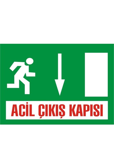 İzmir Serigrafi Acil Çıkış Kapısı (Aşağı) 2.6 mm PVC Uyarı Levhası 17,5 x 25 cm İzmir Serigrafi Acil Çıkış Kapısı (Aşağı) 2.6 mm PVC Uyarı Levhası 17,5 x 25 cm