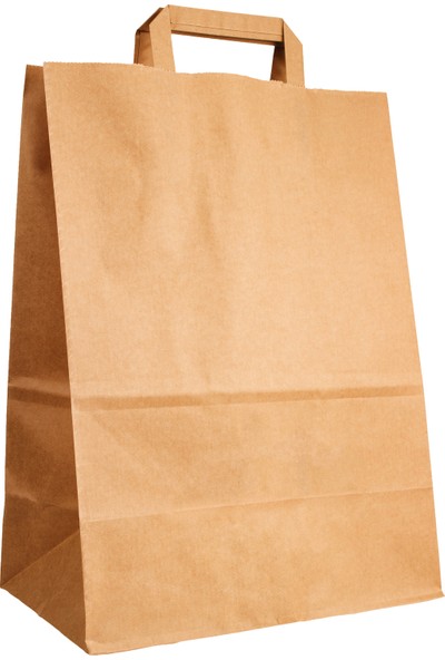 Baran Ambalaj Doğal Kraft Kağıt Poşet Çanta 22 x 11 x 28 cm 50'li