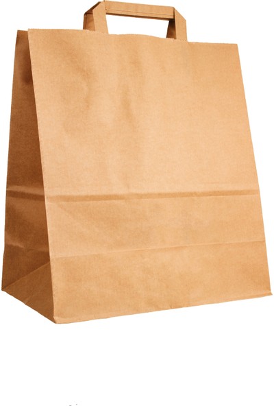 Baran Ambalaj Doğal Kraft Kağıt Poşet Çanta 28 x 15 x 28 cm 50'li