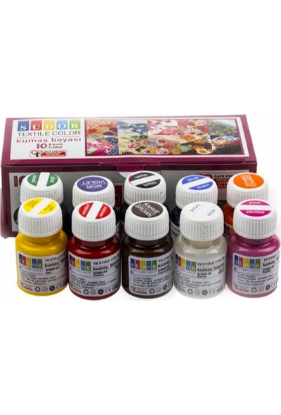Südor Kumaş Boyası 10 Renk Kumaş Boyası 25 ml 10 Adet Südor Kumaş Boyası 10 Renk Kumaş Boyası 25 ml 10 Adet