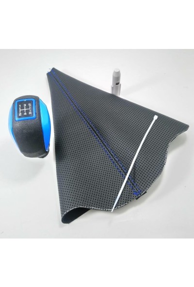 Vts Körük Peugeot 307 Vites Körüğü + Spor Topuz Delikli Deri Mavi Takım