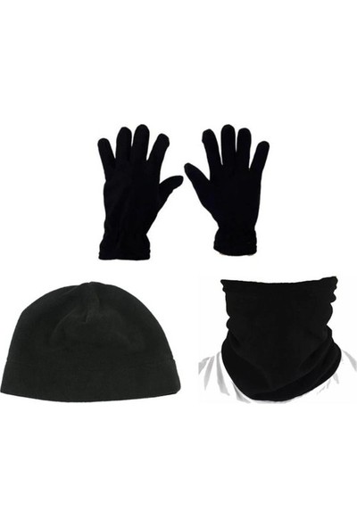 Istikamet Siyah Polar Bere Boyunluk Eldiven 3 Lü
