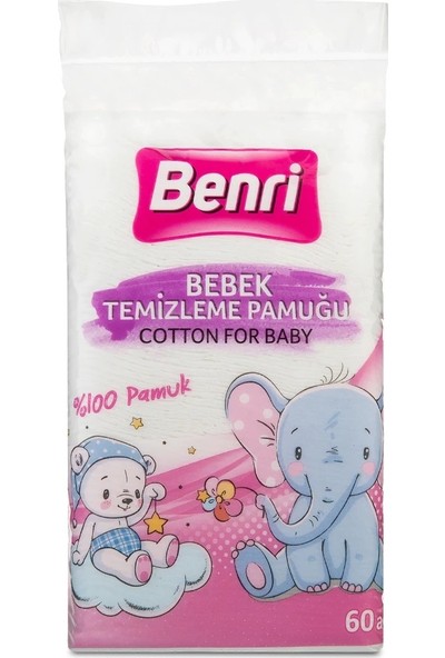 Benri Bebek Temizleme Pamuğu 60 Adet 5'li Paket Benri Bebek Temizleme Pamuğu 60 Adet 5'li Paket