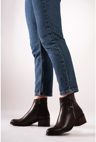 Cz London Kadın Çift Fermuarlı Bot Topuklu Içi Ped Destekli