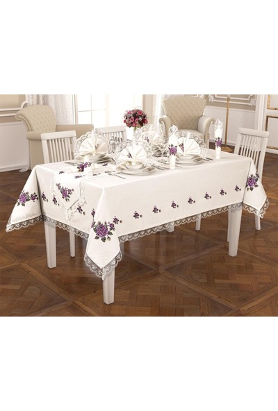 Bursa Çeyiz Fransız Güpürlü Kanaviçe Baskılı Tek Masa Örtüsü 160 x 220 cm Bursa Çeyiz Fransız Güpürlü Kanaviçe Baskılı Tek Masa Örtüsü 160 x 220 cm