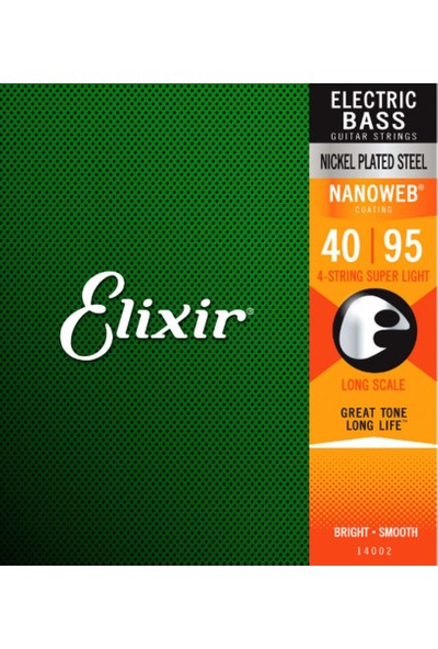 Elixir 14002 Nanoweb Super Light 4 Telli Bas Gitar Teli (40-95) Elixir 14002 Nanoweb Super Light 4 Telli Bas Gitar Teli (40-95)