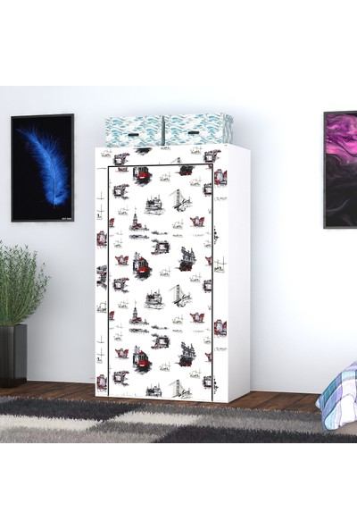 Cimri Kese Raflı Askılı Çok Amaçlı Mini Bez Dolap Istanbul Temalı Cimri Kese Raflı Askılı Çok Amaçlı Mini Bez Dolap Istanbul Temalı