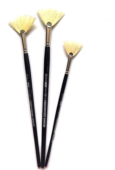 Samur Yağlı Boya Akrilik Boya Yelpaze Fırça Seti 3'lü Samur Yağlı Boya Akrilik Boya Yelpaze Fırça Seti 3'lü