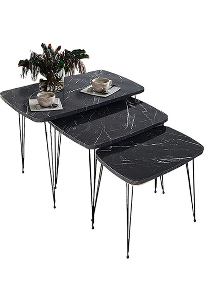 Evnalia Vnalia Ahşap 3'lü Mis Zigon Sehpa Takımı Metal Firkete Ayaklı Evnalia Vnalia Ahşap 3'lü Mis Zigon Sehpa Takımı Metal Firkete Ayaklı