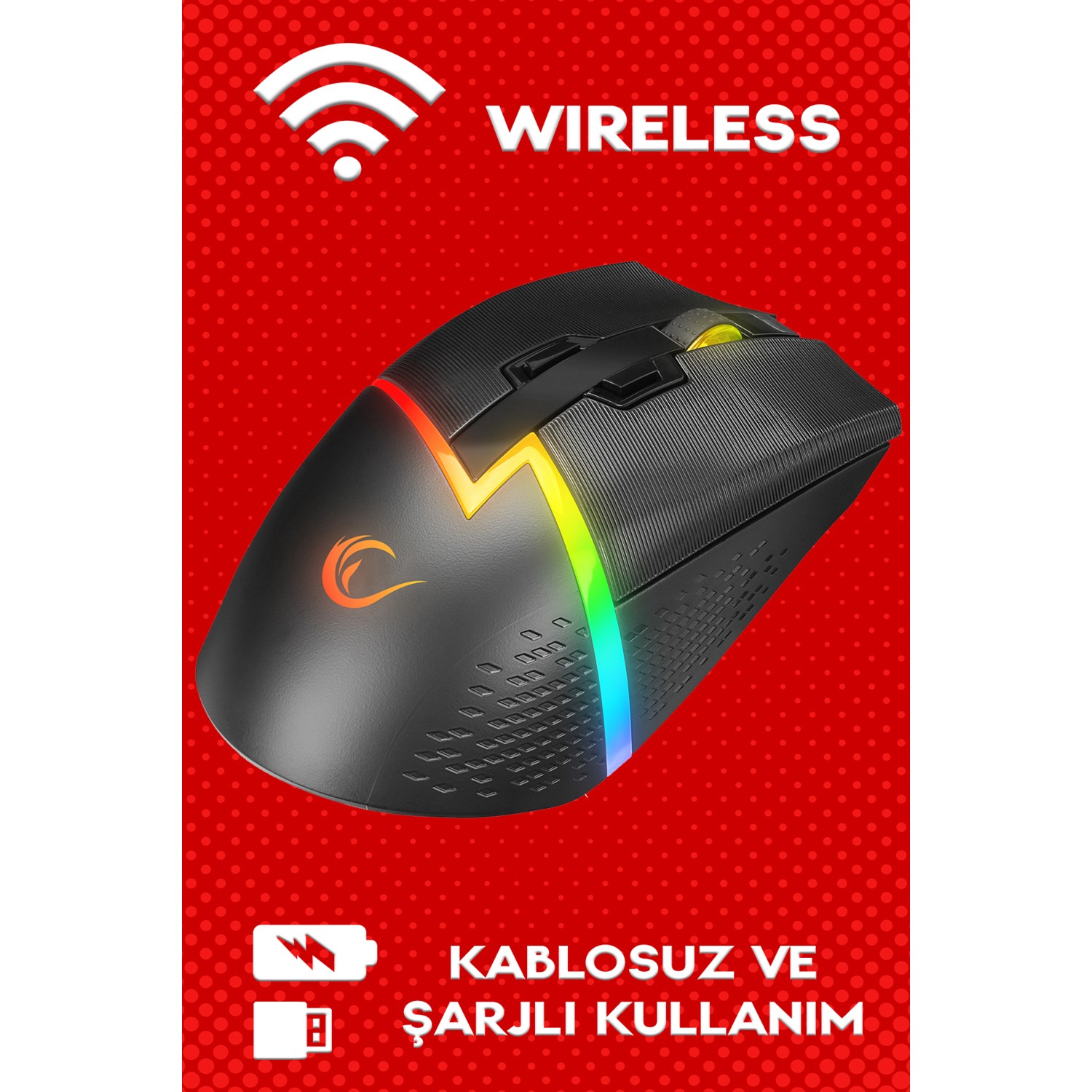 Rampage Drop M3 Rgb Şarjlı Kablosuz / Kablolu / Wireless 10000DPI 10D ...