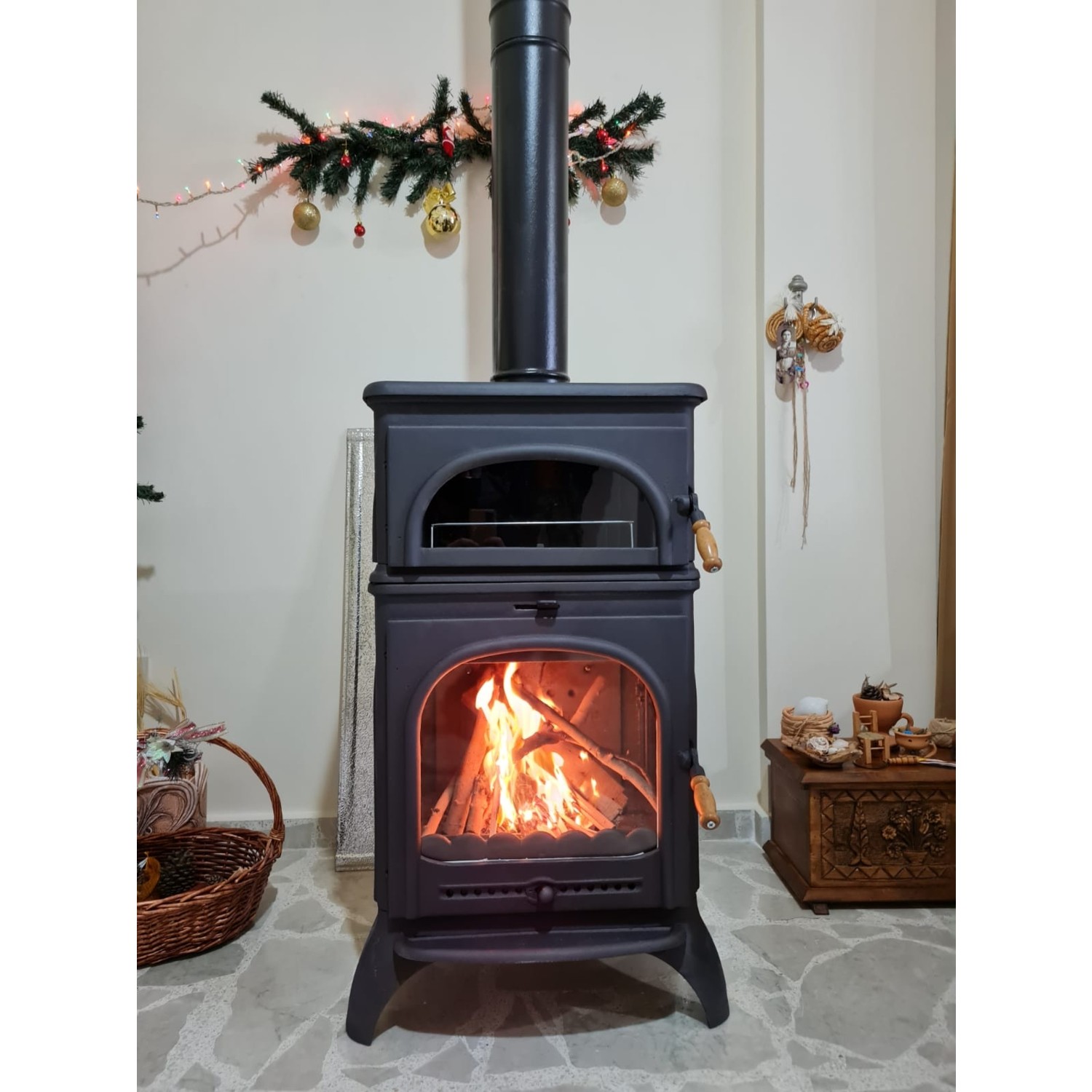 Flame Stove FS-023 Modena Oven Tek Camlı Kuzineli Döküm Soba Fiyatı