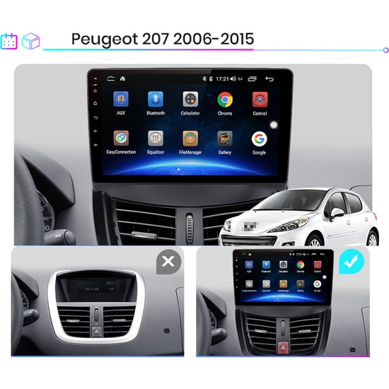 Peugeot 207 Android Multimedya Carplay 9 Inc Hd IPS Ekran Fiyatı