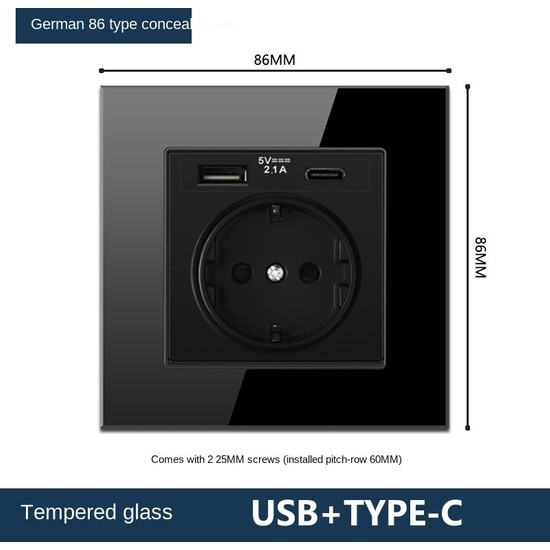 Gjob USB C Priz Type C Sıva Altı Prız USB C 2.1A Prız Siyah Fiyatı