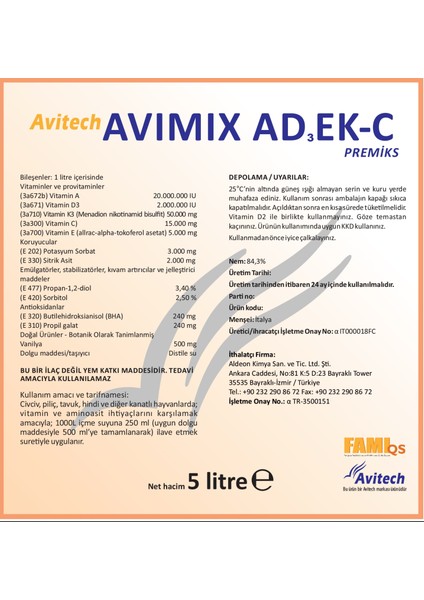 Avitech Avımıx Adek-C Vitamin Desteği Fiyatı - Taksit Seçenekleri