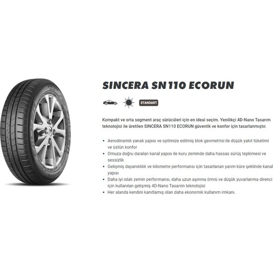 Falken 195/65 R15 91H Sincera SN110 Ecorun Oto Yaz Lastiği ( Fiyatı