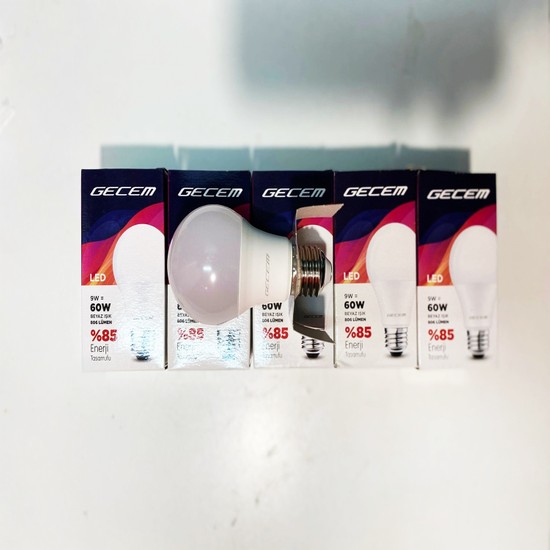 Gecem Tasarruflu LED Ampul 9 W Beyaz Işık E27 5 Adet Fiyatı