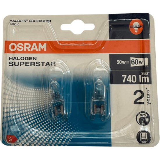 Osram Halojen Superstar 50W 60W G9 Duy Sarı Işık 2'li Paket Fiyatı