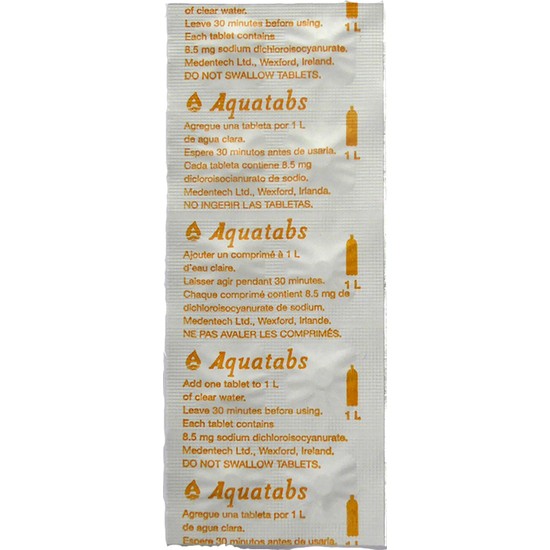 Aquatec Aquatabs Doğada Hayatta Kalma 8,5mg. Su Arıtma Fiyatı