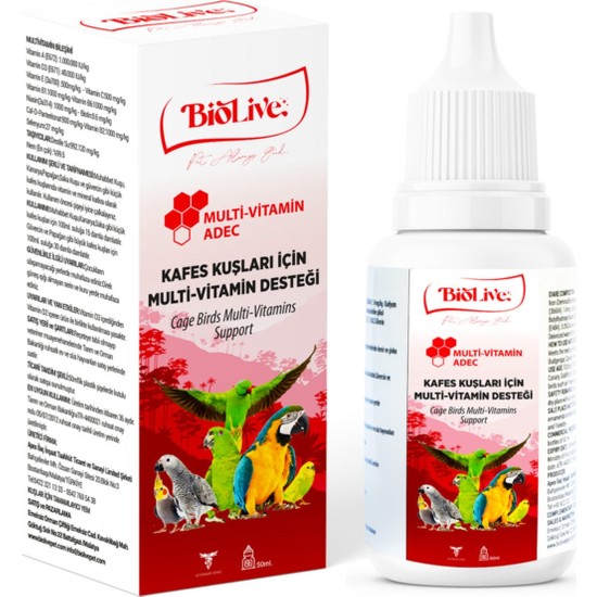 Biolive Kuşlar Için Adec Multivitamin Desteği 50 ml Fiyatı
