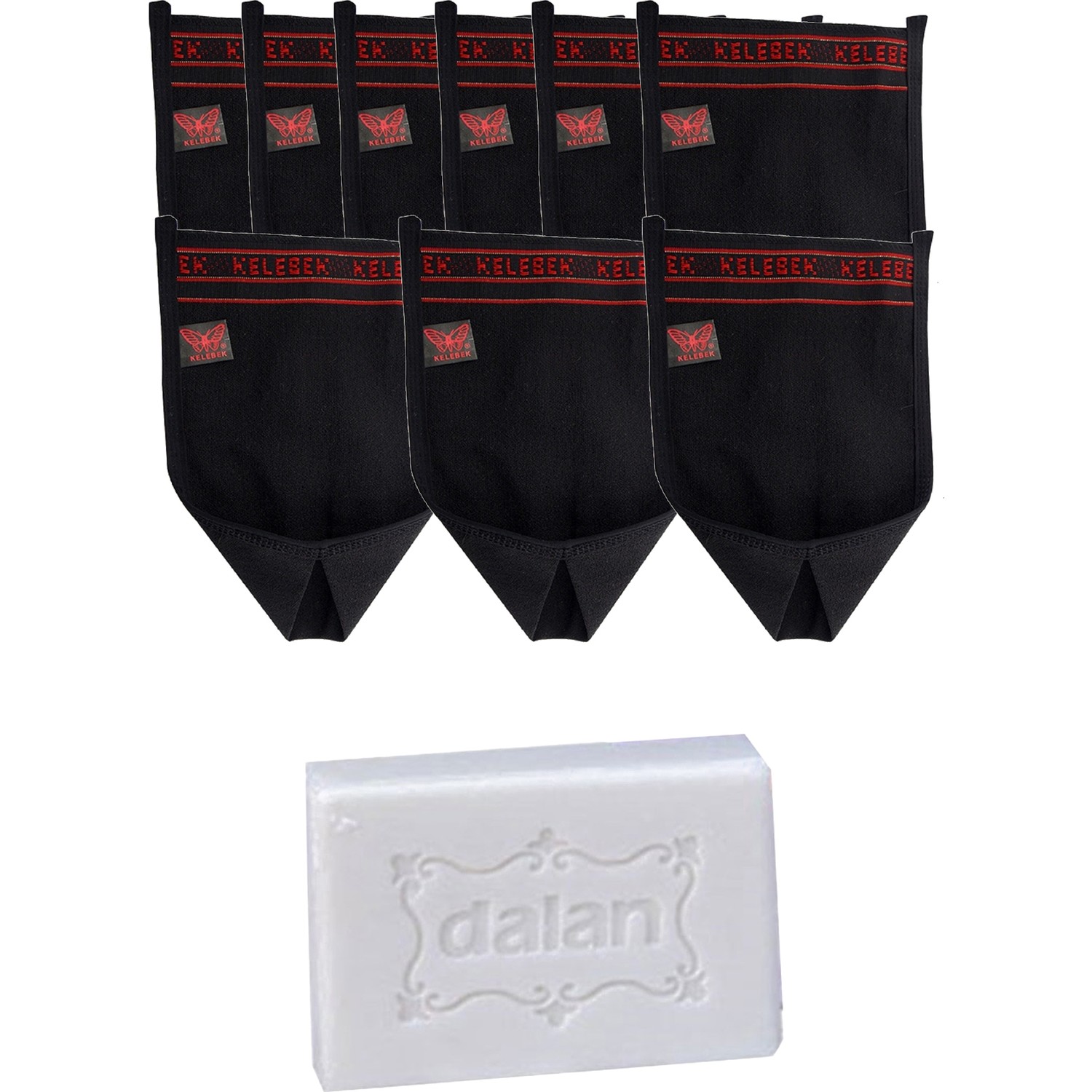 Kelebek Tellak Kalın Siyah Kıvrık Banyo Hamam Kesesi 9 Adet + Dalan ...