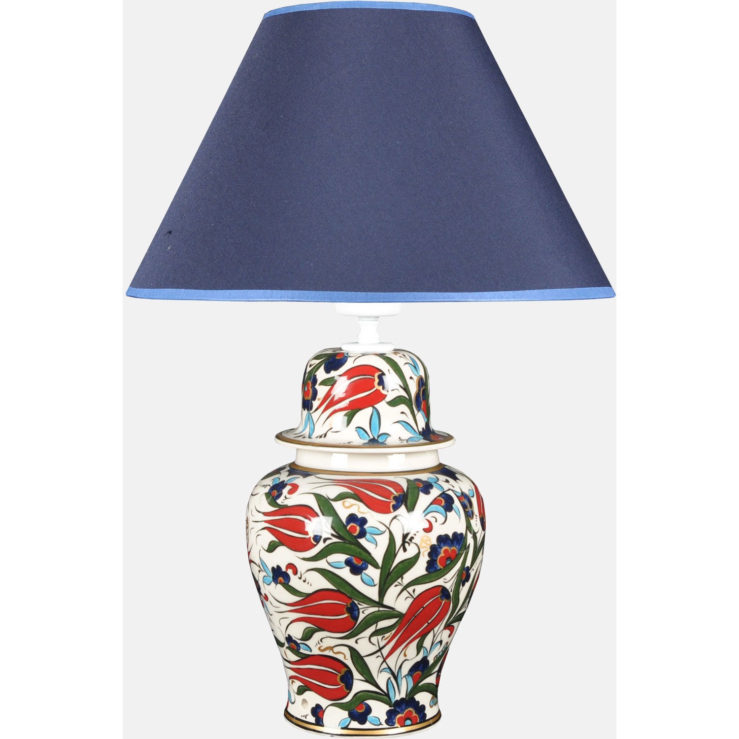 Qdec Bleu Blanc Şah Vazo Abajur Lale Yaldız Fiyatı