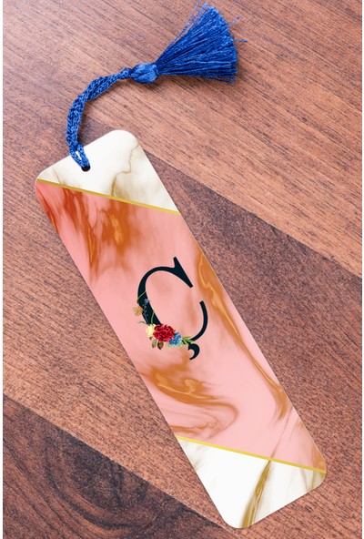 Hediye Dükkanı Ç Harfi Pembe Mermer Metal Kitap Ayracı