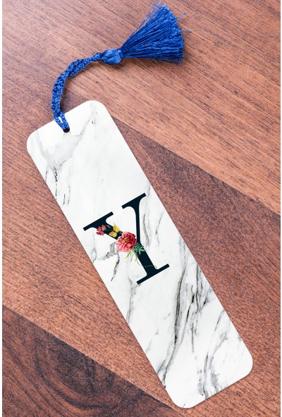 Hediye Dükkanı Y Harfi Beyaz Mermer Metal Kitap Ayracı