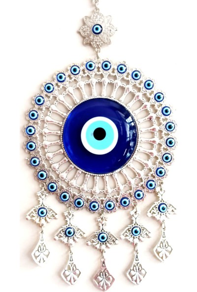 Mixperi Yuvarlak Nikel Kaplamalı Zamak Döküm Nazar Boncuğu Duvar Süsü