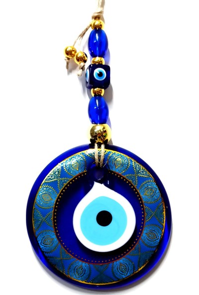 Mixperi Altın Yaldızlı Cam Nazar Boncuğu, Işlemeli Cam Duvar Süsü, El Yapımı Cam Hediyelik Eşya