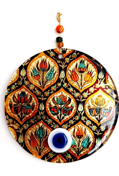 Mixperi Lale Çiçeği Desenli Nazar Boncuklu Duvar Süsü, Cam Hediyelik Eşya, 15 cm Dekoratif Nazarlık Mixperi Lale Çiçeği Desenli Nazar Boncuklu Duvar Süsü, Cam Hediyelik Eşya, 15 cm Dekoratif Nazarlık