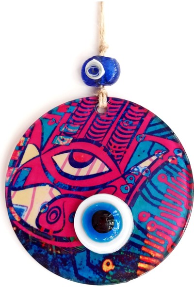 Mixperi 12 Santimetre Füzyon Cam El Işçiliği Ile Üretilmiş Nazar Boncuklu Duvar Süsü