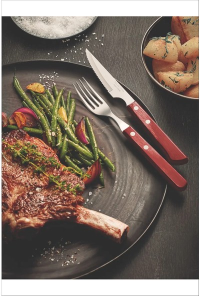 Pinkev Tramontina 6 Kişilik Polywood Sap Steak Et Çatal Bıçak Seti Pinkev Tramontina 6 Kişilik Polywood Sap Steak Et Çatal Bıçak Seti