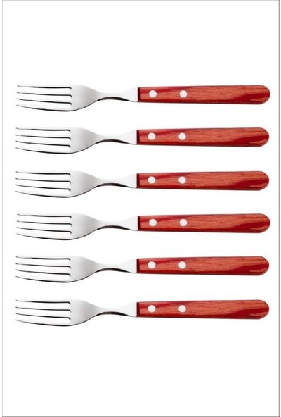 Pinkev Tramontina 6 Kişilik Polywood Saplı Steak Et Çatal Seti