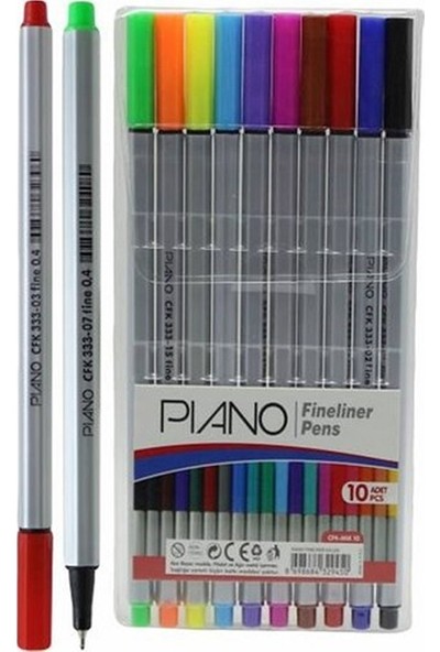 Piano Fineliner Kalem İnce Uçlu Kalem 0.4 mm 10'lu