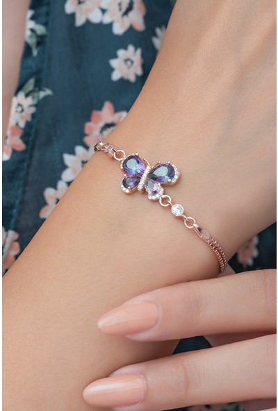 Nereze 925 Ayar Mistik Topaz Taşlı Kelebek Kadın Gümüş Bileklik Nereze 925 Ayar Mistik Topaz Taşlı Kelebek Kadın Gümüş Bileklik