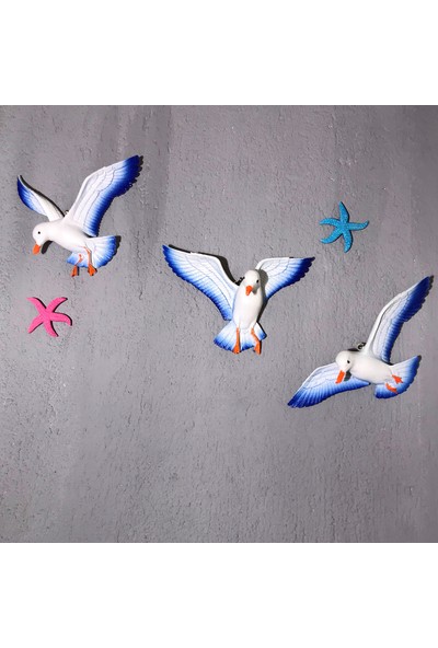 Bimbambom Mavi Kanatlı Duvar Süsü 5 Parça Set