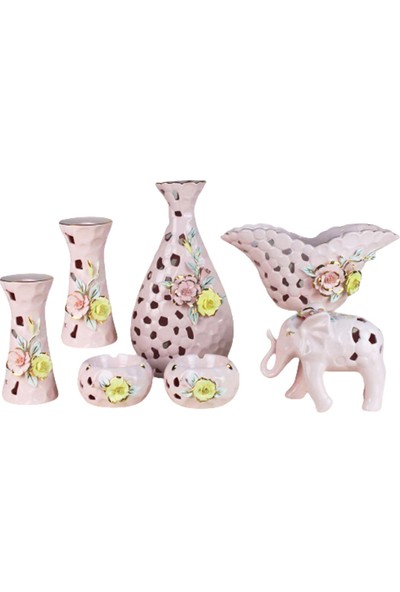 Kokosh Home Porselen 7 Parça Renkli Konsol Takımı