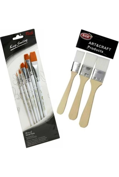 Rich Keep Smile 6'lı Set Fırça + 3'lü Beyaz Kıl Fırça Rich Beyaz 6+3