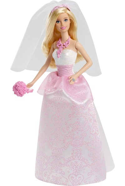 Barbie Gelin Bebek - Beyaz ve Pembe Elbiseli Gelin Buketi ve Duvak ile CFF37 Barbie Gelin Bebek - Beyaz ve Pembe Elbiseli Gelin Buketi ve Duvak ile CFF37