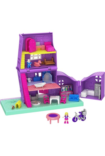 Polly Pocket Pollyville Evi, 4 Katlı, 5 Odalı, 4 Gizli Sürprizli, 11 Aksesuarlı GFP42