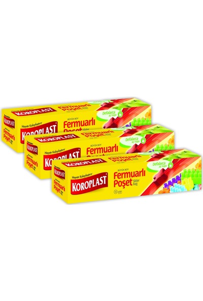 Koroplast Fermuarlı Kilitli Poşet Büyük Boy 26X28 cm 10 Adet - 3'lü