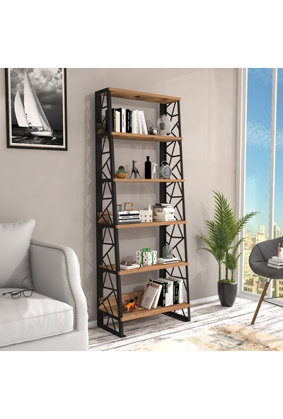 Wood'n Love Albatros 5 Raflı Metal Kitaplık - Atlantik Çam / Siyah Wood'n Love Albatros 5 Raflı Metal Kitaplık - Atlantik Çam / Siyah
