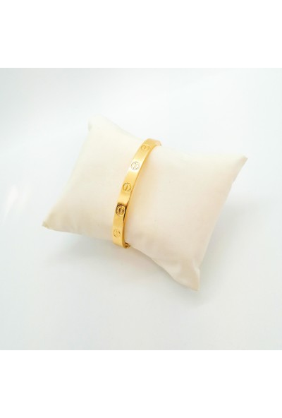 Küppeli Cartier Çelik Bileklik Sarı