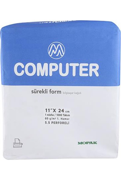 Mopak 11 x 24 1 Nüsha 5.5 Perforeli Sürekli Form 1000'li Mopak 11 x 24 1 Nüsha 5.5 Perforeli Sürekli Form 1000'li