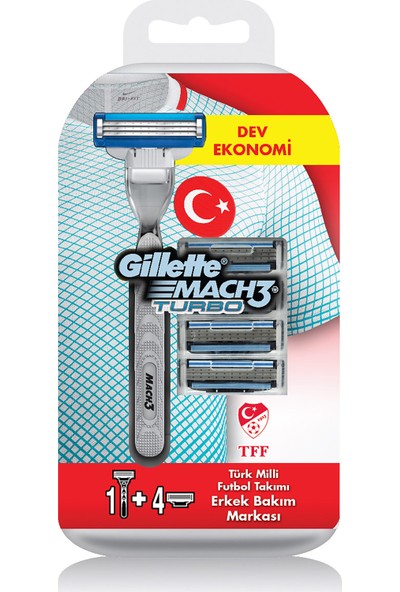 Gillette Mach3 Turbo Milli Takım Özel Paketi Tıraş Makinesi + 4'lü Tıraş Bıçağı Gillette Mach3 Turbo Milli Takım Özel Paketi Tıraş Makinesi + 4'lü Tıraş Bıçağı